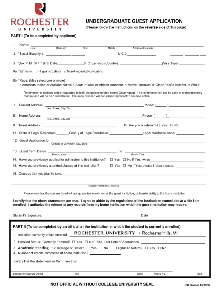 Fillable Online Michigan Uniform Undergraduate Guest Application Fax Email Print - pdfFiller