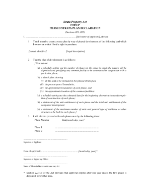 Fillable Online Strata Property Act Form P. Phased Strata Plan ...