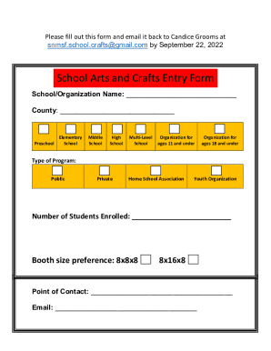 Fillable Online School Arts and Crafts Entry Form Fax Email Print ...