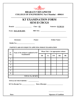 Fillable Online KT EXAMINATION FORM SEM II CBCGS Fax Email Print ...