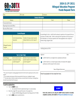 Fillable Online Bilingual Education Program Funds Request Form FY 2021 ...