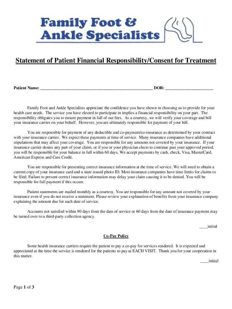 Fillable Online Statement of Patient Financial Responsibility/Consent ...