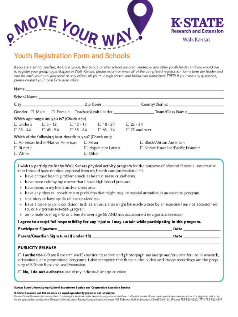 Fillable Online Youth Registration Form and Schools Fax Email Print ...
