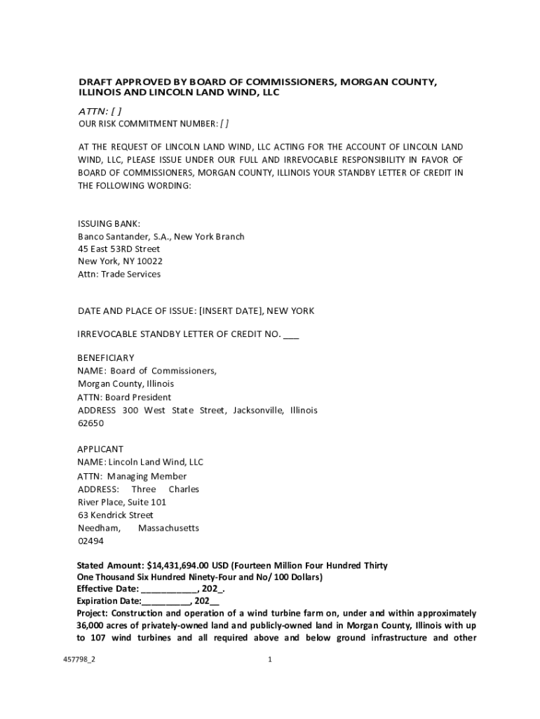 Fillable Online Final Draft Version - Letter of Credit form - Exhibit D ...