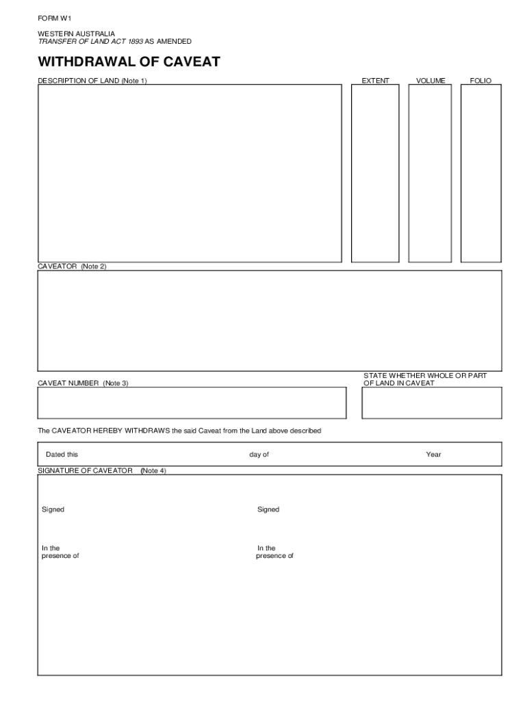 Fillable Online FORM M1 WESTERN AUSTRALIA TRANSFER OF LAND ... Fax ...