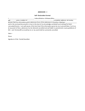 Fillable Online ANNEXUREI SelfDeclaration Form Fax Email Print - pdfFiller