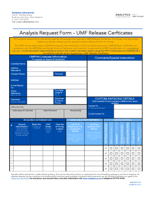 Fillable Online This analysis request form should be used for all ...