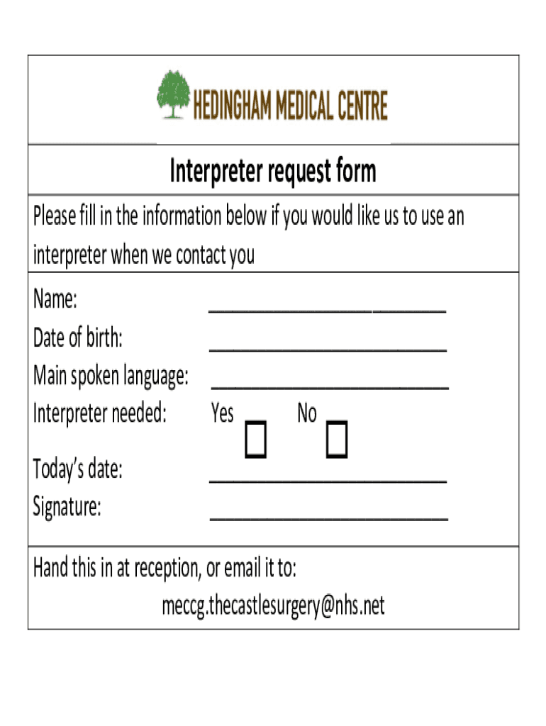 Fillable Online Interpreter request form Fax Email Print - pdfFiller