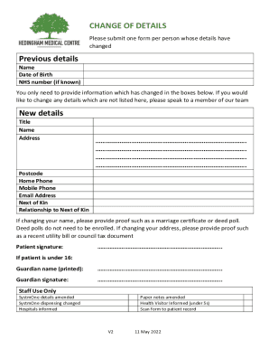 Fillable Online Add or correct the contact details on your NHS record ...