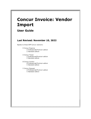 Fillable Online Concur Invoice: Vendor Import User Guide Fax Email Print - pdfFiller