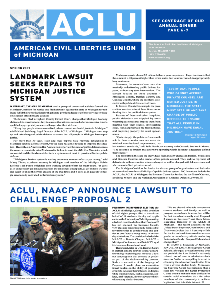 Fillable Online ACLU of Michigan General Complaint Form Fax Email Print ...