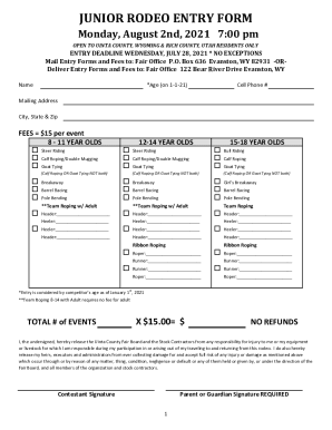Fillable Online Here's the entry form for the Collbran Junior Rodeo ...
