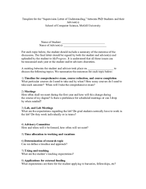Fillable Online Template for the Supervision Letter of Understanding ...