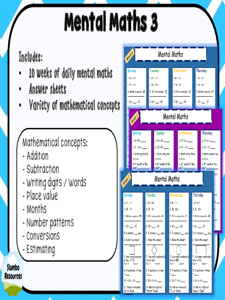 Fillable Online Daily Mental Math Bundle Grade 2 Teaching Resources Fax ...