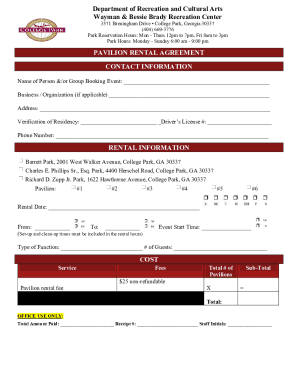 Fillable Online Park Pavilion Rental Form.pdf Fax Email Print - pdfFiller