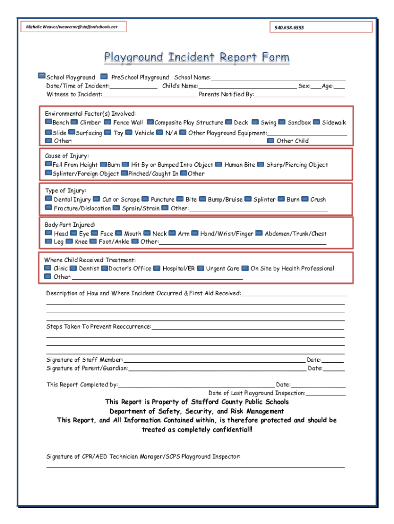 Fillable Online Playground Inspection Checklist - Fill Online ...