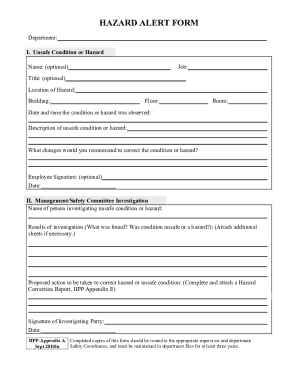 Fillable Online A - Hazard Alert-Correction Form Fax Email Print ...