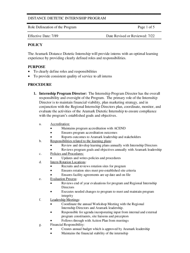 Fillable Online Dietetics Internship Application Process Fax Email ...