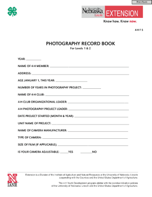 Fillable Online extension unl Photography Record Bookunit 1 & 2.doc Fax ...