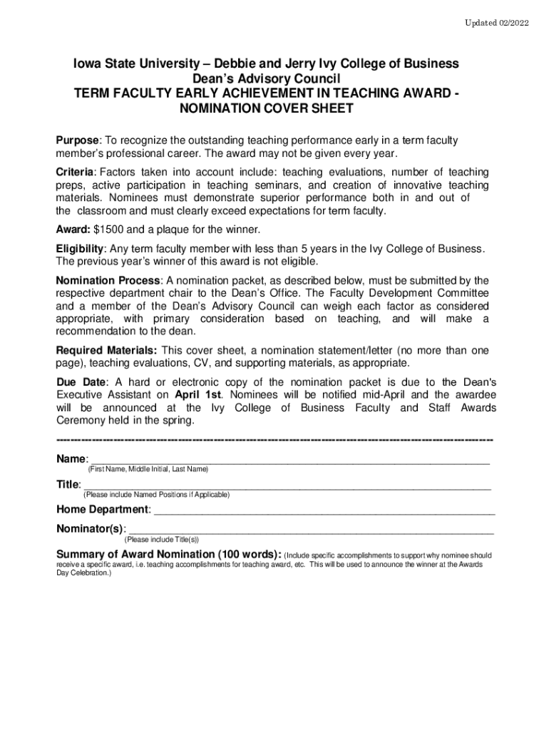 Fillable Online Debbie and Jerry Ivy College of Business Dean's ...