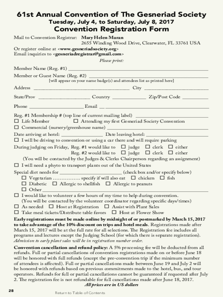 Fillable Online Flower Show Schedule OMAHA GESNERIADS GONE WILD Fax ...