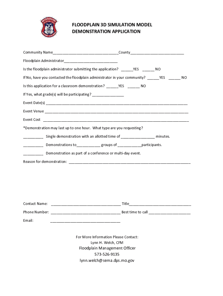 Fillable Online sema dps mo Floodplain Development Permit and ...