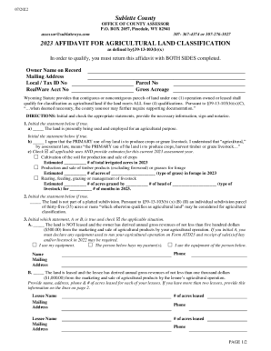 Fillable Online 2023 Affidavit for agricultural land Classification Fax ...