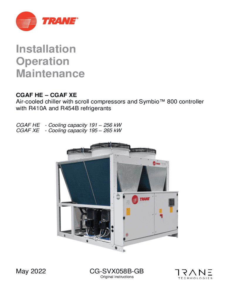 Fillable Online CGAF Air-cooled Scroll Chillers 260 - 670 kW / IOM Fax ...