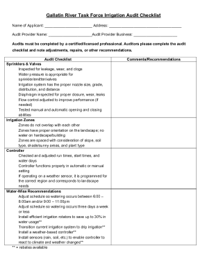 Fillable Online Irrigation Audit Checklist.docx Fax Email Print - pdfFiller