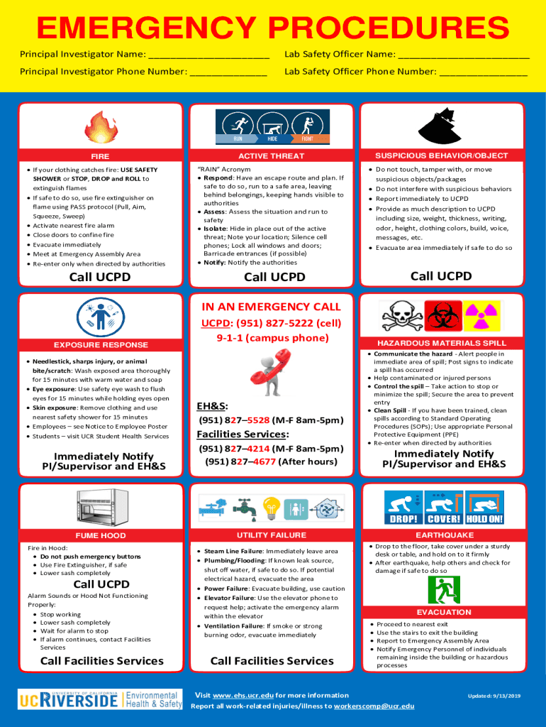 Fillable Online ehs ucr Self Inspection General Safety Checklist Fax ...