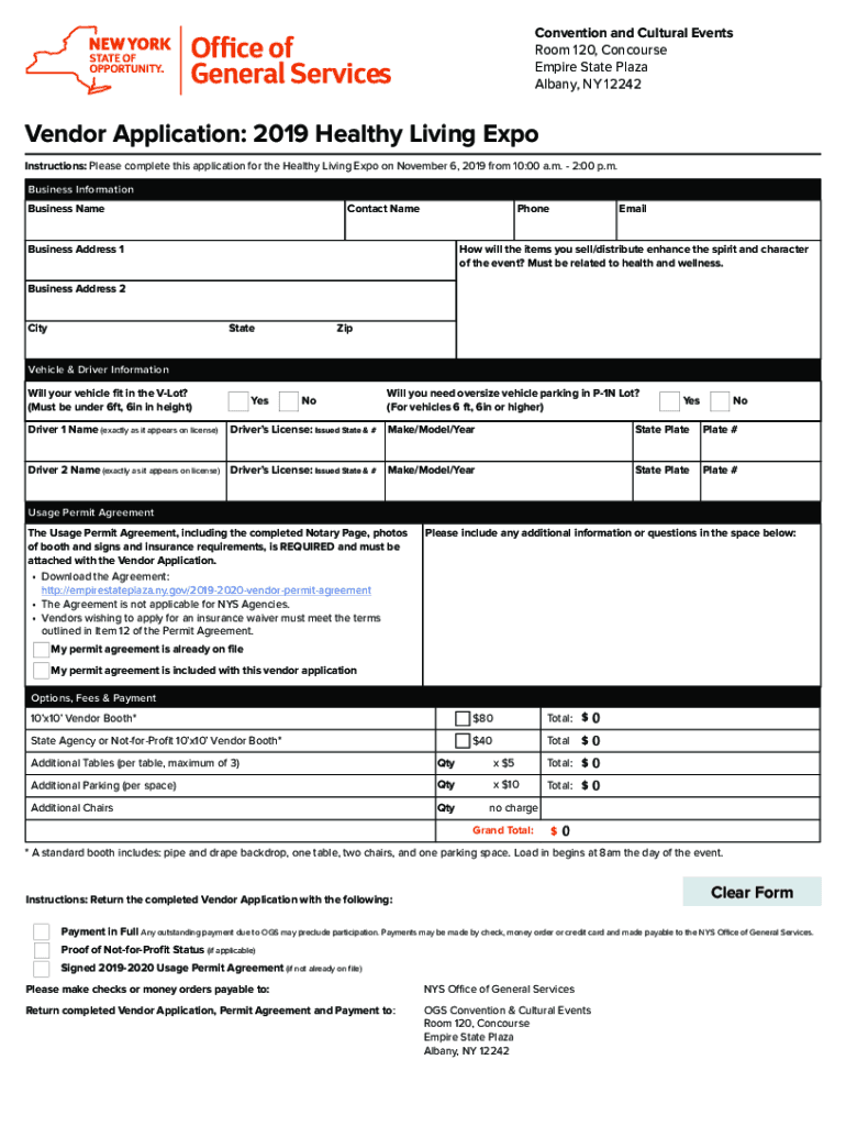 Fillable Online 2018 Healthy Living Application - Empire State Plaza ...