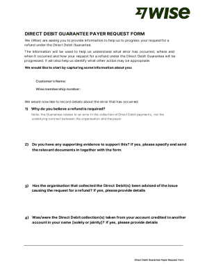 Fillable Online Direct Debit Guarantee Payer Request Form Fax Email ...