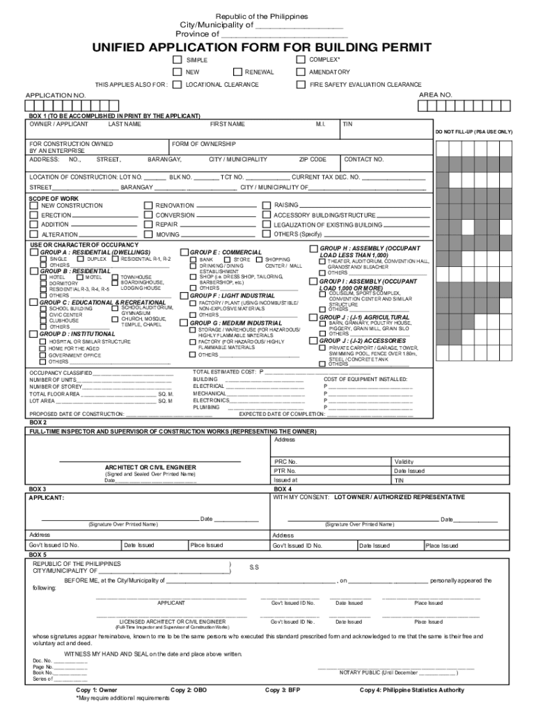 Fillable Online Unified- Application-FORM-FOR- Building- Permit Fax ...