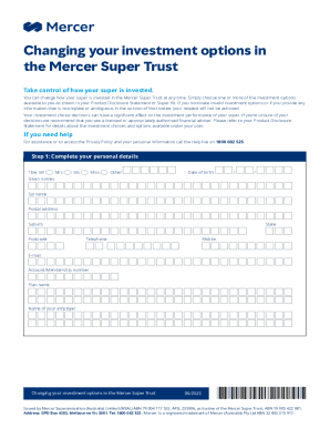 Fillable Online Mercer Super Trust FactsMercer Financial Services Fax ...
