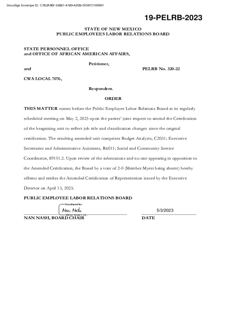 Fillable Online PUBLIC EMPLOYEES LABOR RELATIONS BOARD Fax Email Print ...