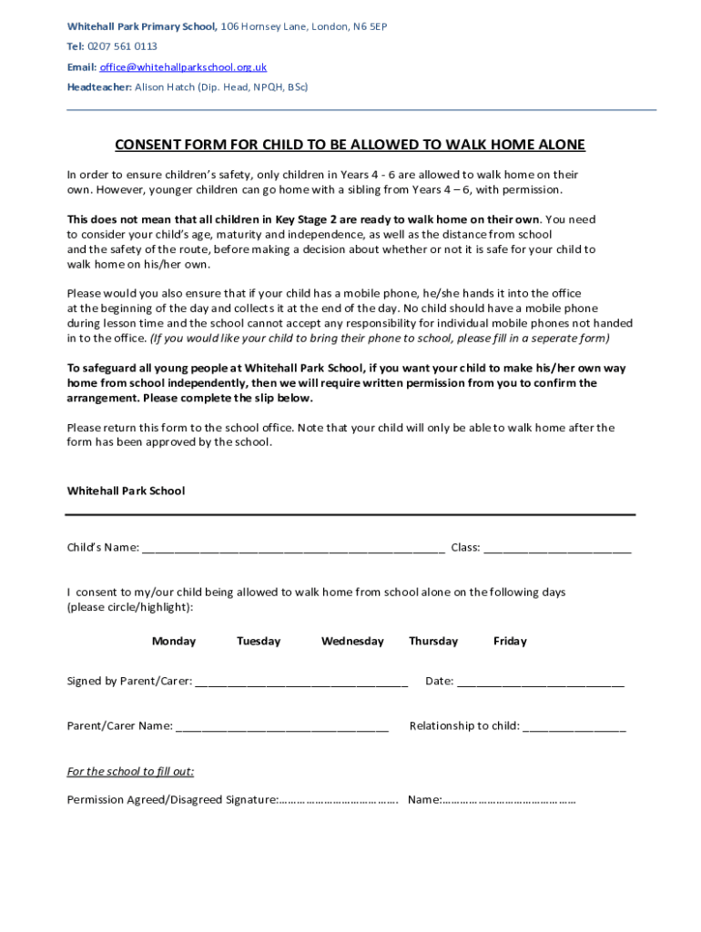 Fillable Online Whitehall Park School - Open - Find an Inspection ...