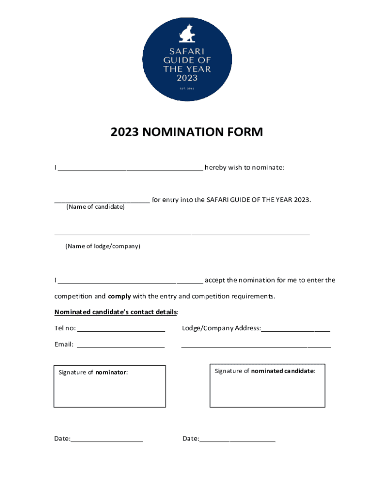 Fillable Online 2023 NOMINATION FORM Fax Email Print - pdfFiller