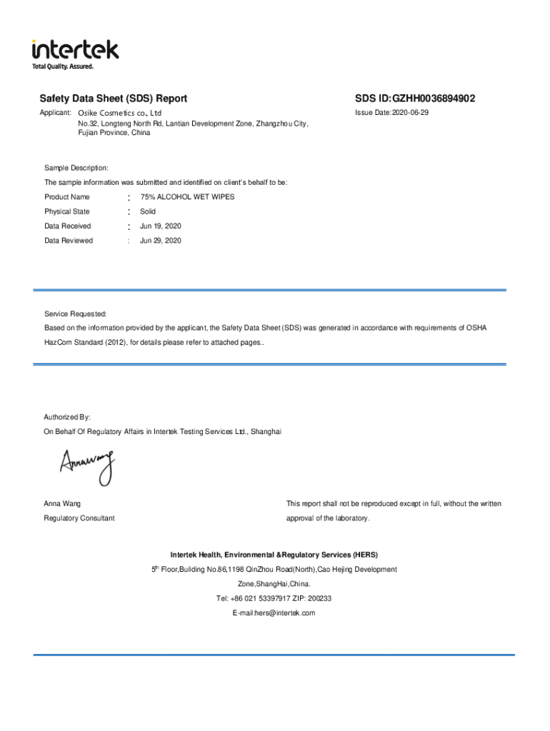Fillable Online Safety Data Sheet (SDS) Report SDS ID: GZHH0036894902 ...