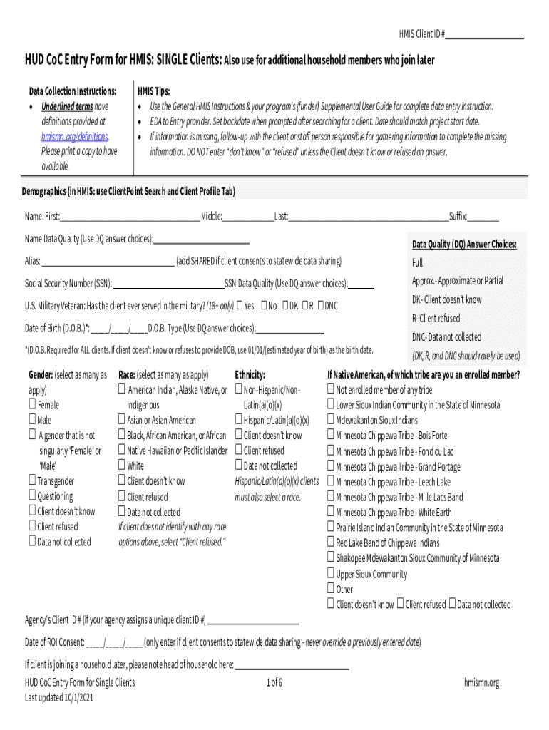 Fillable Online Your Task: 1. Look up this client record in HMIS. 2 ...