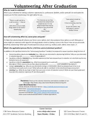 Fillable Online Volunteering After Graduation Fax Email Print - pdfFiller