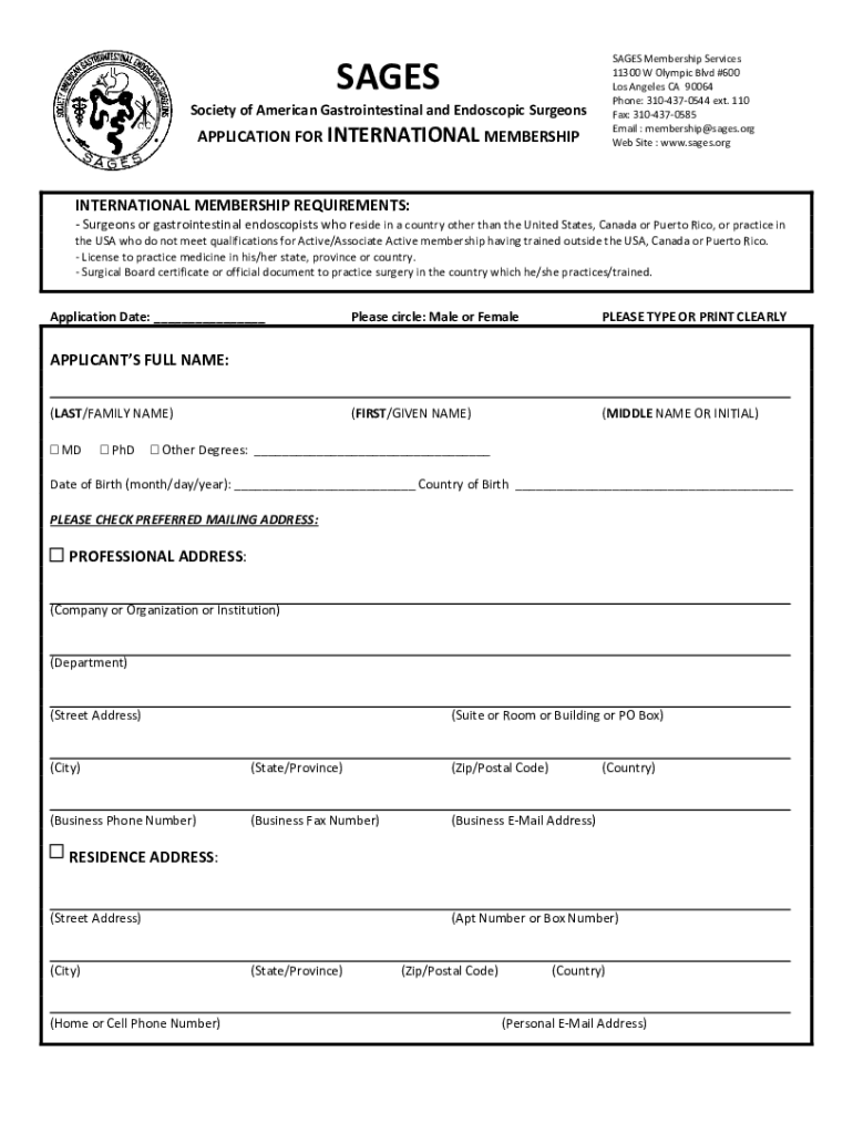 Fillable Online SAGES INTERNATIONAL APPLICATION FORM 09.27.2017.docx Fax Email Print - pdfFiller