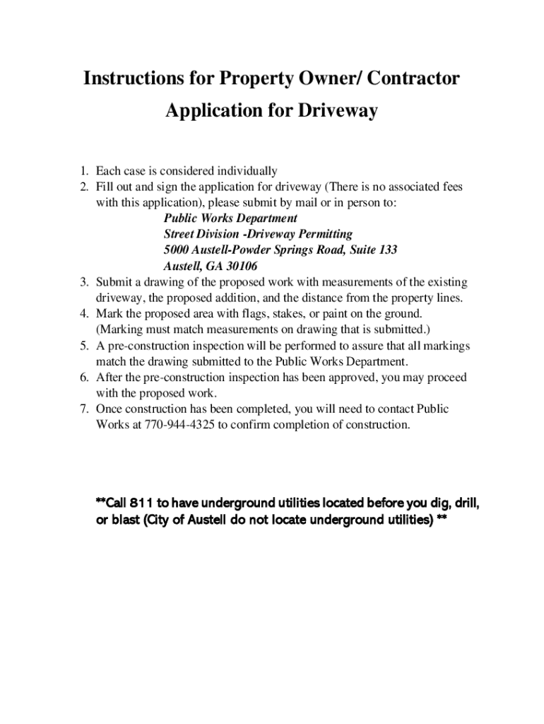 Fillable Online Contractor Application for Driveway Fax Email Print ...