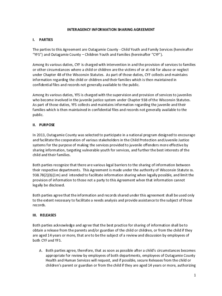 Fillable Online INTERAGENCY INFORMATION SHARING AGREEMENT Fax Email Print - pdfFiller