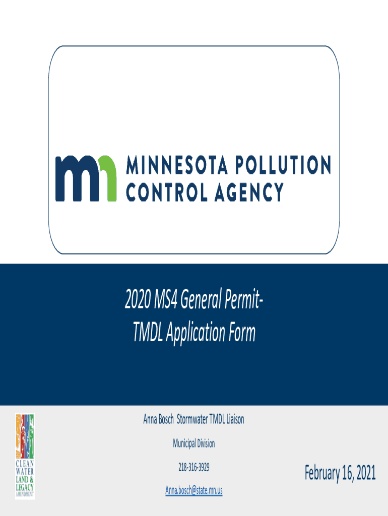 Fillable Online stormwater pca state mn 2020 MS4 General Permit- TMDL ...