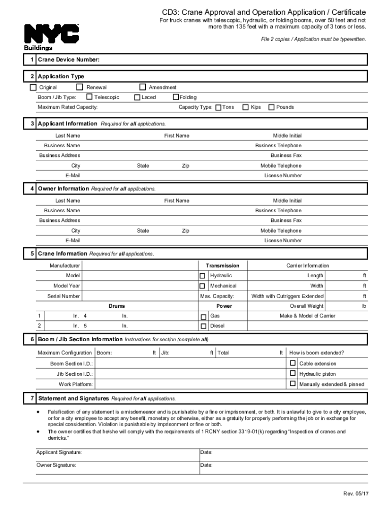 Fillable Online Fillable Online nyc cranes & derricks cd3 form Fax Email Print Fax Email Print ...