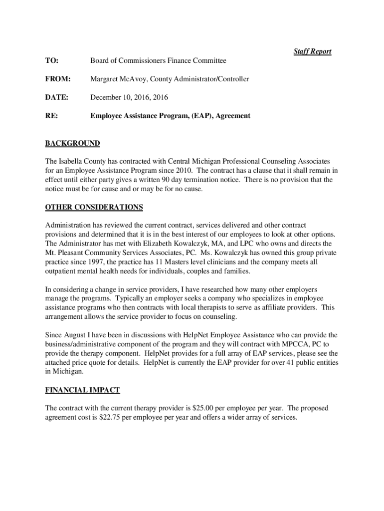 Fillable Online Employee Assistance Program, (EAP), Agreement Fax Email ...