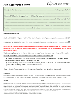 Fillable Online Ash Reservation Form Fax Email Print - pdfFiller