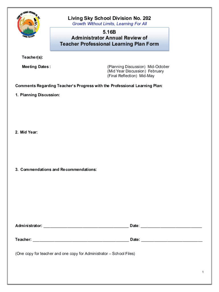 Fillable Online 5.16A Annual Professional Learning Plan Form Fax Email ...