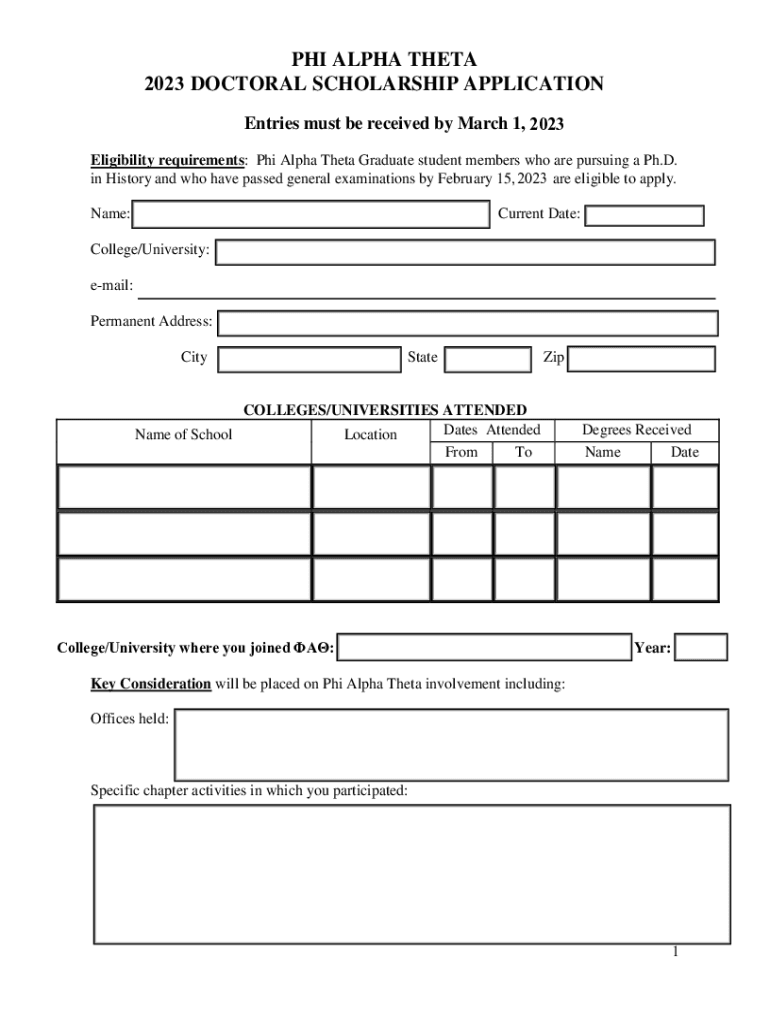 Fillable Online Awards-Doctoral-Scholarship-Application- ... Fax Email Print - pdfFiller