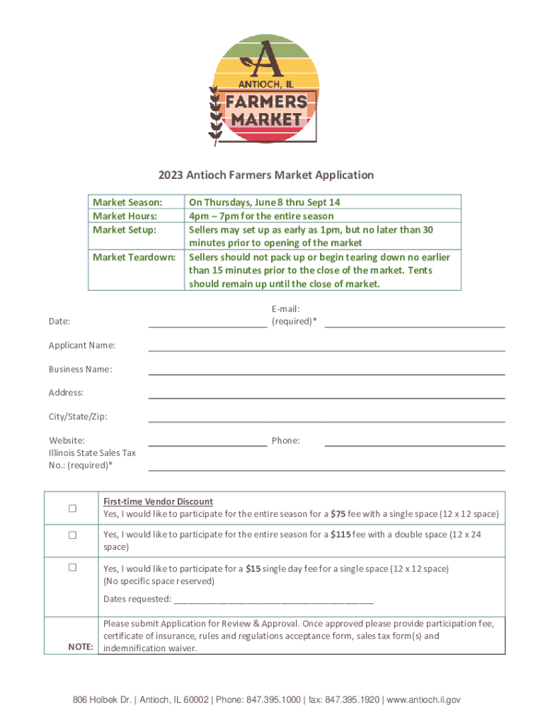 Fillable Online Antioch Farmers Market - RULES AND REGULATIONS Fax Email Print - pdfFiller